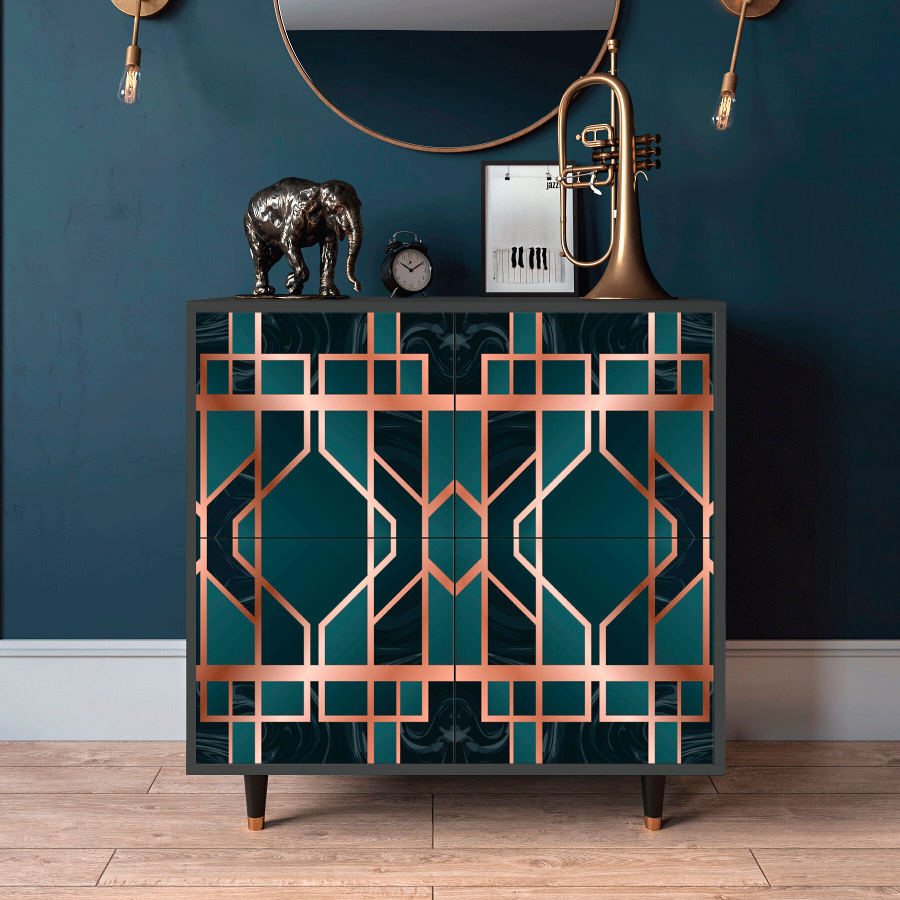 Комод - STORYZ - BS3 Emerald Metro, Размер - 94 x 96 x 48 см, Цвет корпуса - Антрацит