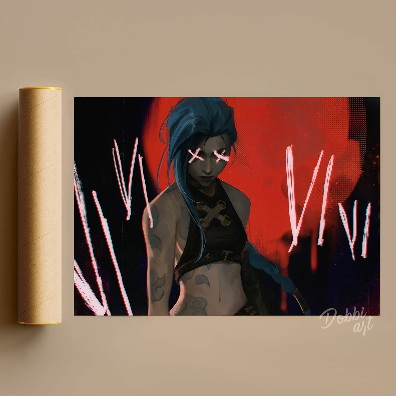 Постер Джинкс 60х80 см без рамы/ Jinx, Аркейн/ Плакат для интерьера, в подарок