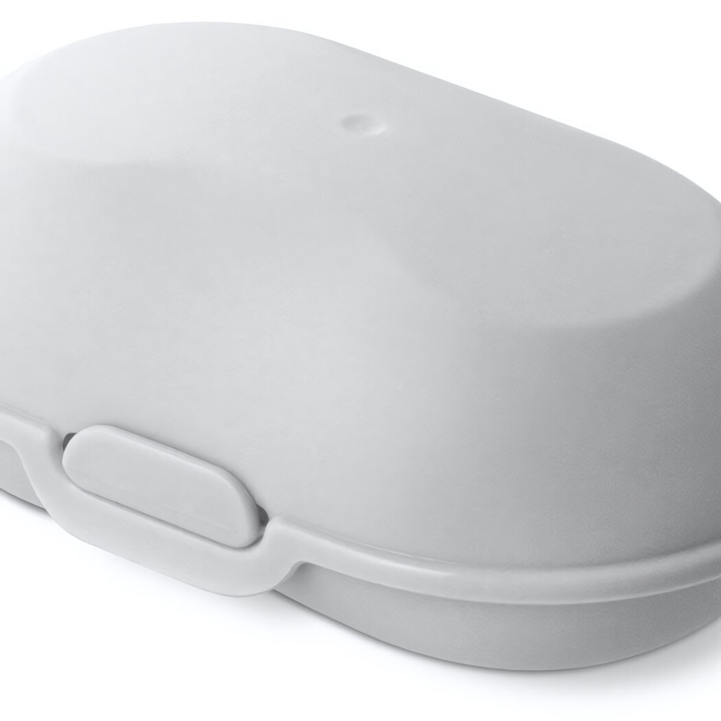 Мыльница закрытая Аттенто, светло-серая, компактная, из полипропилена, с крышкой