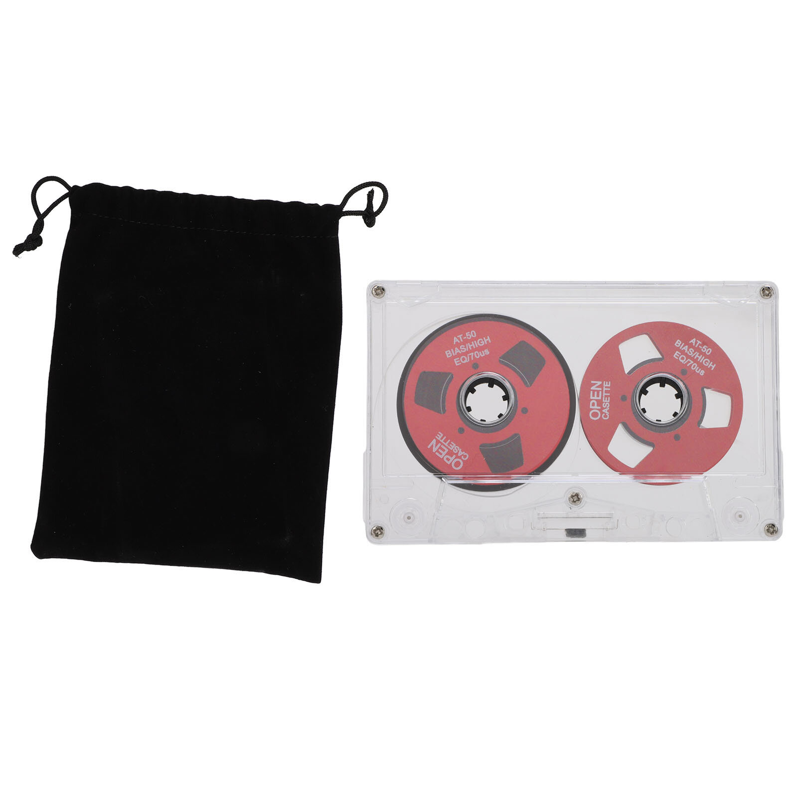 Катушка, чтобы катушка с пустой кассетной лентой 50 минут нормальное смещение двухстороннее металлическое звуковое звуковой кассет с прозрачной коробкой красной