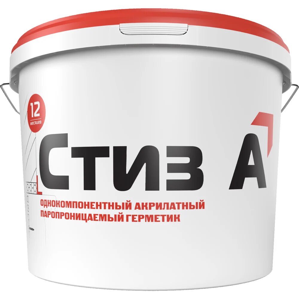 Герметик для монтажа окон акриловый паропроницаемый стиз А ведро 7 кг RM000003632, 3 мм, устойчив