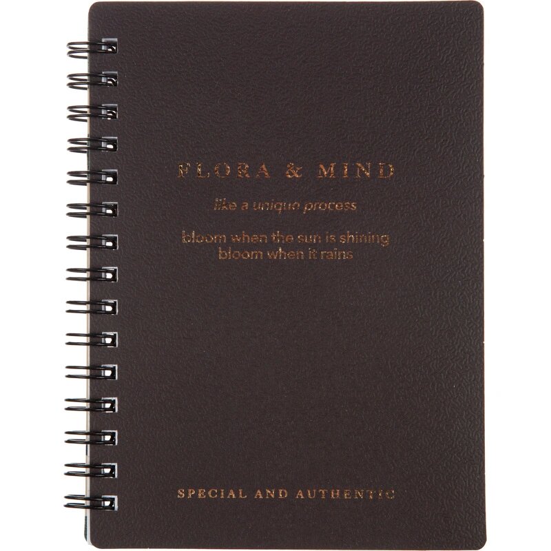 Блокнот BS, 102х142мм, 80л, клетка, спираль. Flora, черный, N4253