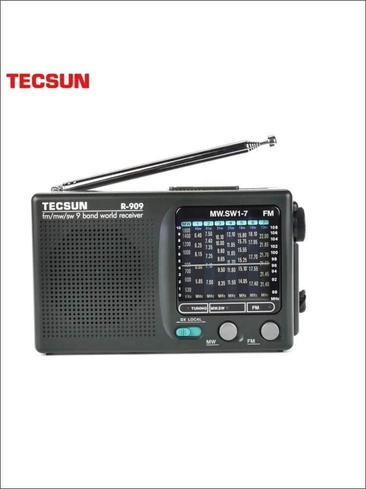 Карманное радио Tecsun R-909 9 диапазонов (FM/AM/SW) Ультрапортативное Высокая чувствительность для путешествий