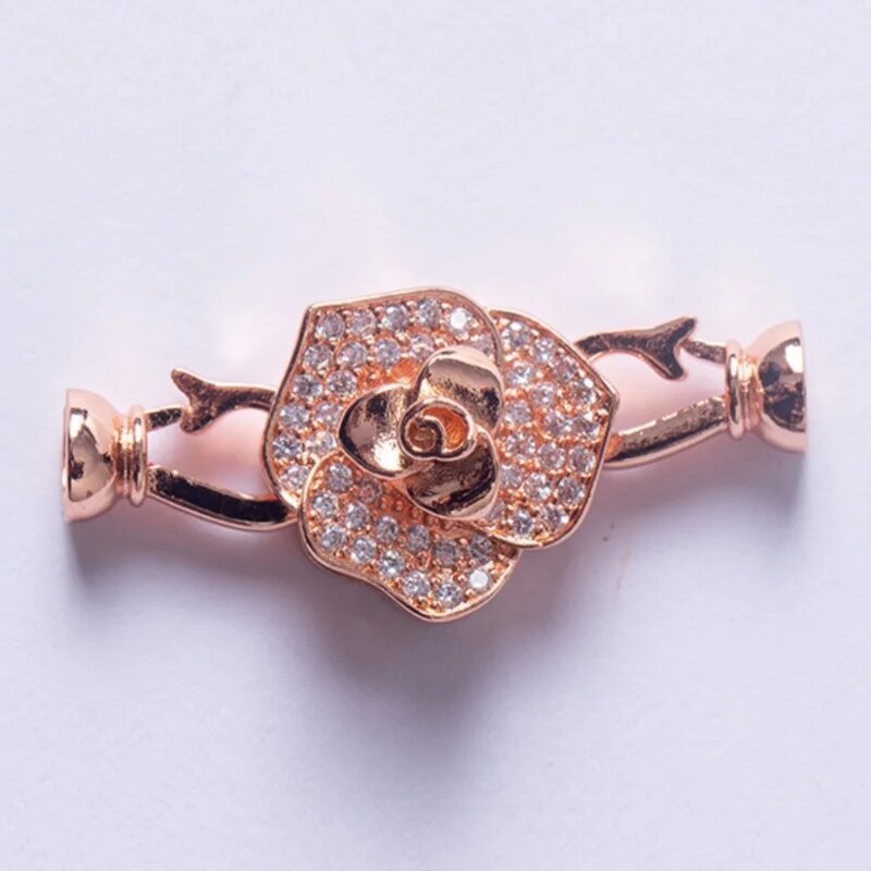 Позолоченная медь, циркон, роза, универсальная соединительная застежка, браслет из бисера «сделай сам», ожерелье, торцевая крышка, материал для изготовления ювелирных изделий, аксессуар