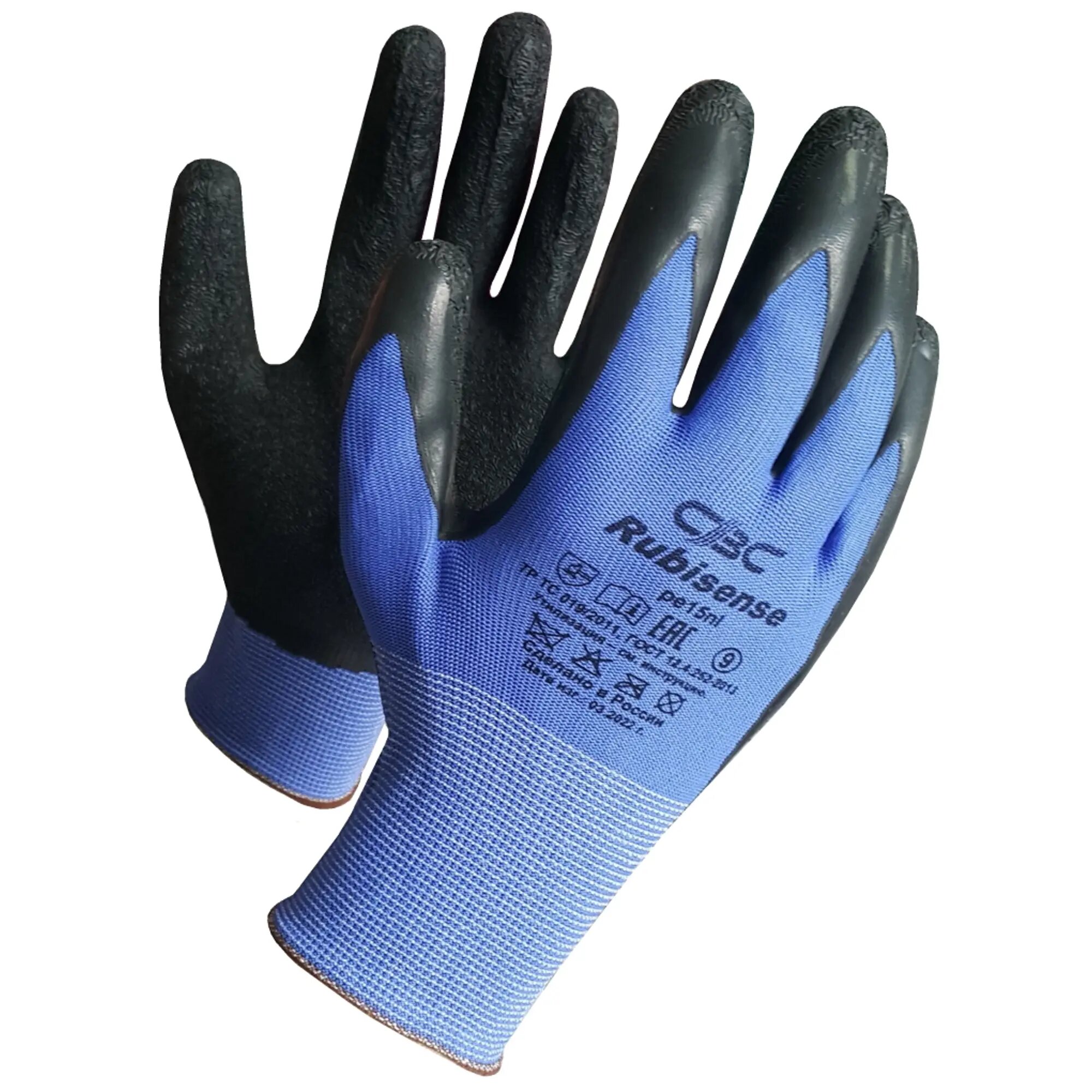 Перчатки обливные с латексным рельефным покрытием CBC PE15NL размер 9/L