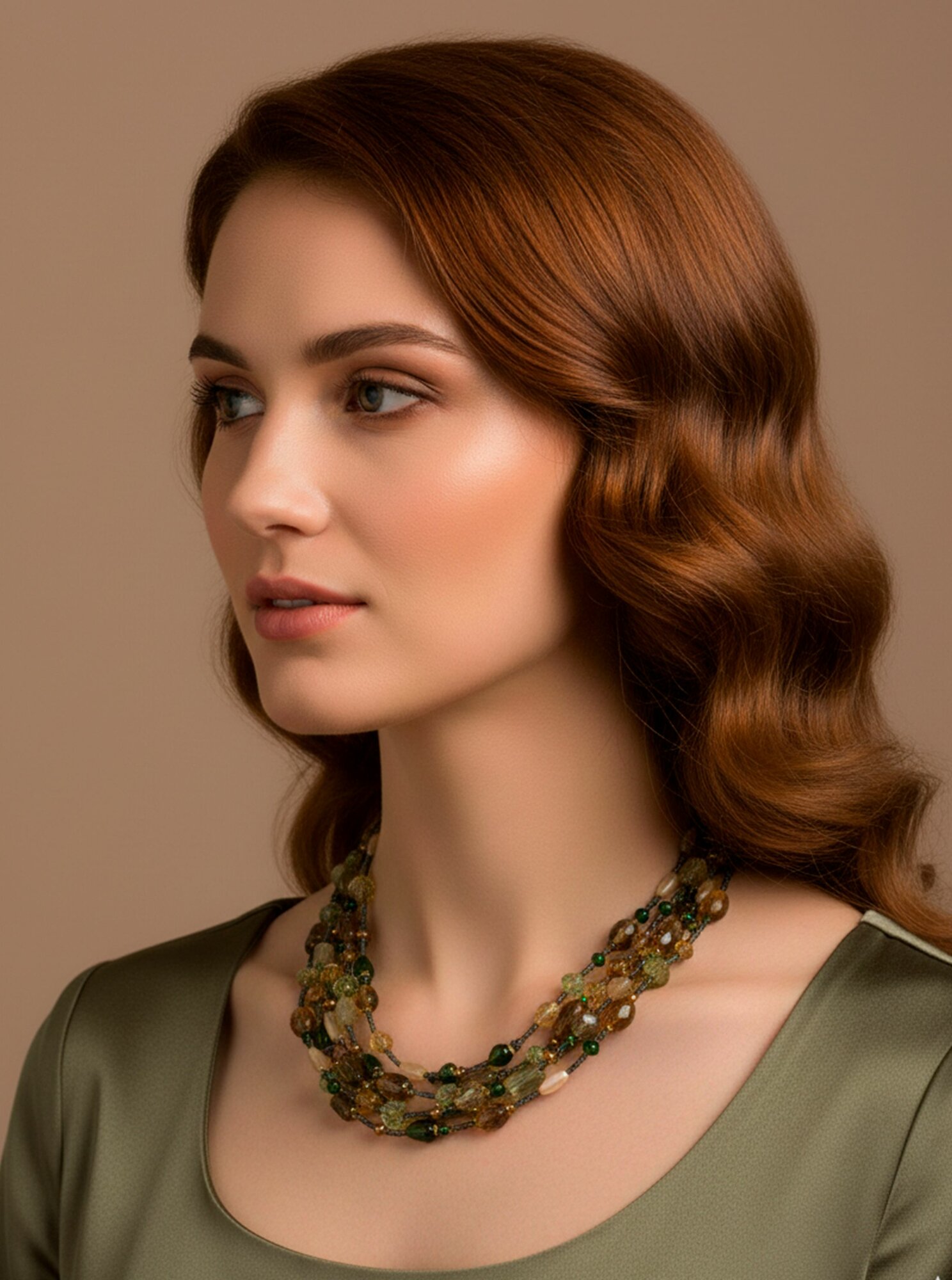 Колье Diana Savitskaya, гранат, перламутр