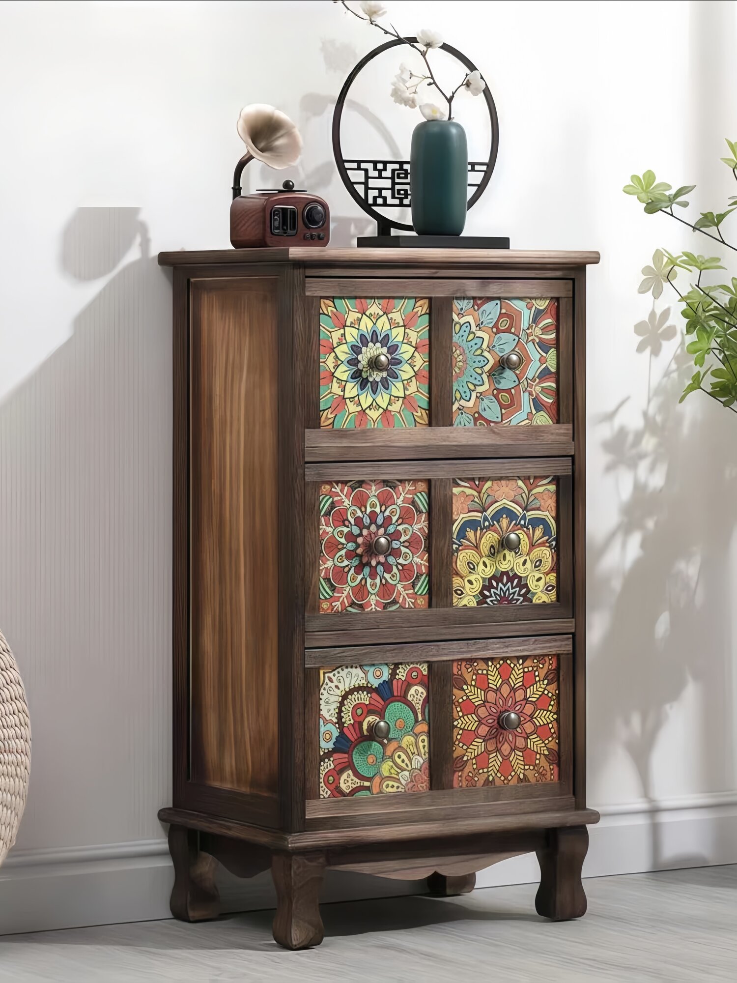 Ретро-комод "арт-деко", дерево, , 3 выдвижных ящика, темно-коричневый