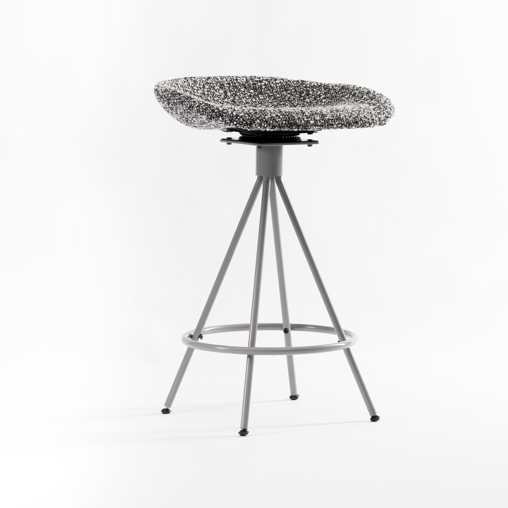 Стул полубарный Кобе вращающийся серая ткань ножки металл (серый) для дома/для гостиной/для столовой/для кафе/кухонный стул/стул кухонный