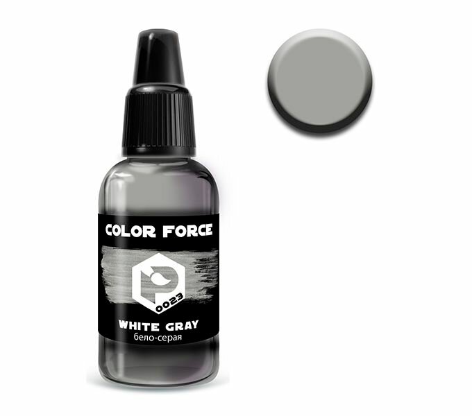 Краска для моделей Color force, водный акрил, Бело-серая (white gray), матовая, 18 мл