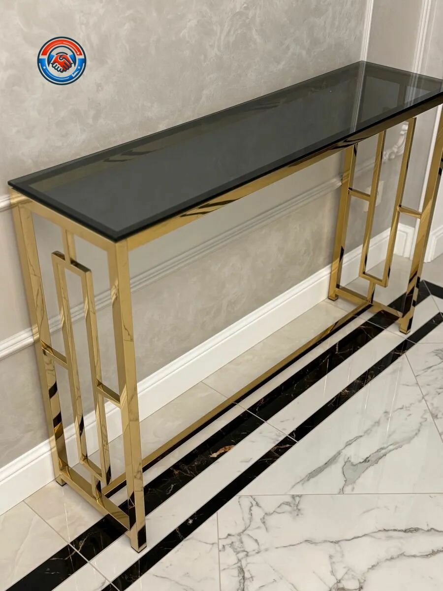 Стеклянная консоль для прихожей и гостиной, современный столик устойчивый к влаге и царапинам, универсальный декор в стиле минимализм