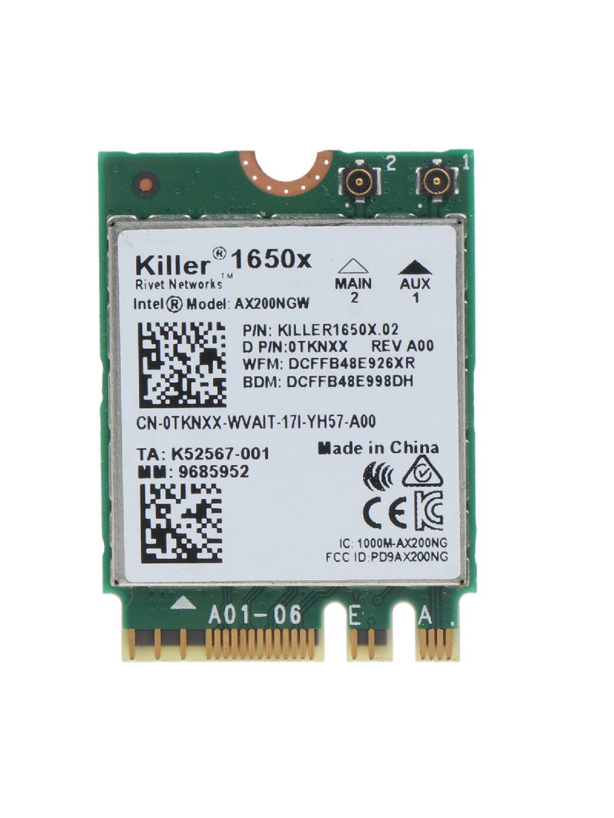 Killer 1650X AX200 for M.2 Wi-Fi 6 Network Card DualBand 2400M Bluetooth-compatible 5.1 Laptop/PC support win10 11