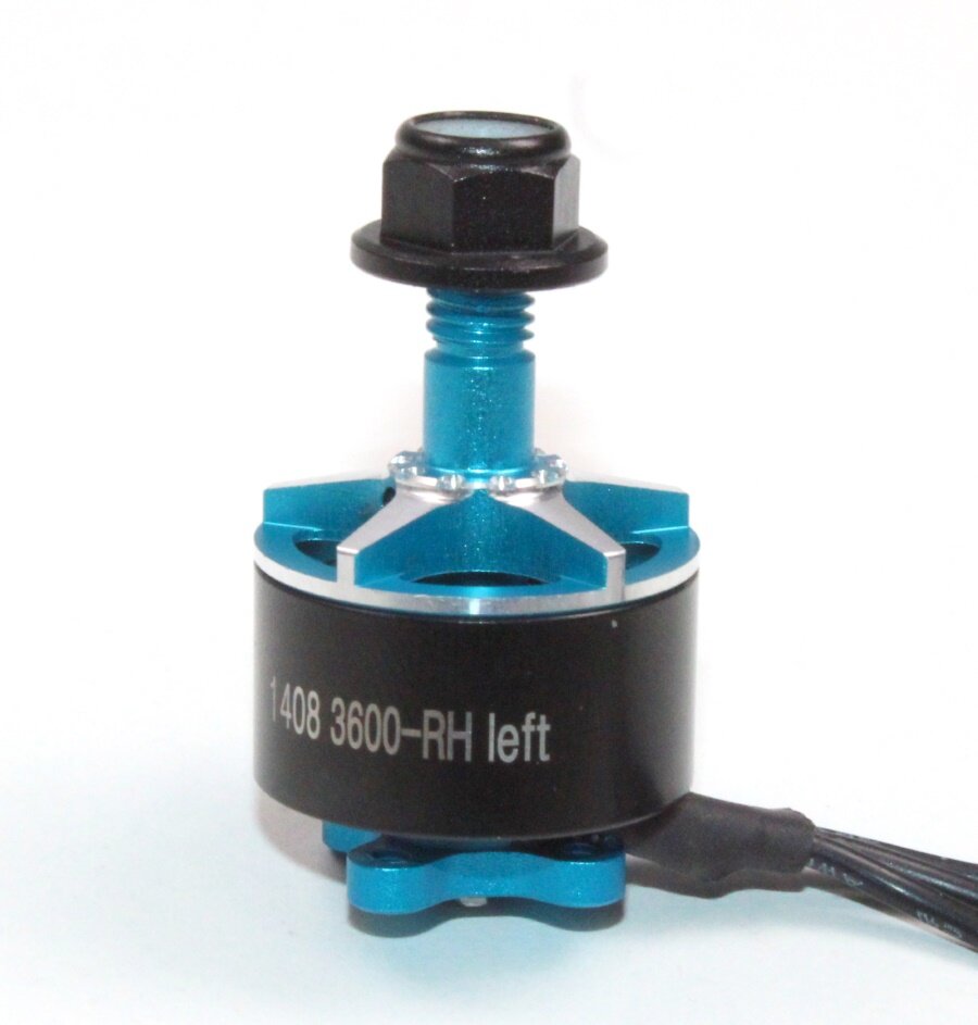 1408 3600-RH left, Электродвигатель бесщеточный, (3600KV, левая резьба, тип пропеллера: 30409, М5, LiPo=2-4S, Iном=12,5/