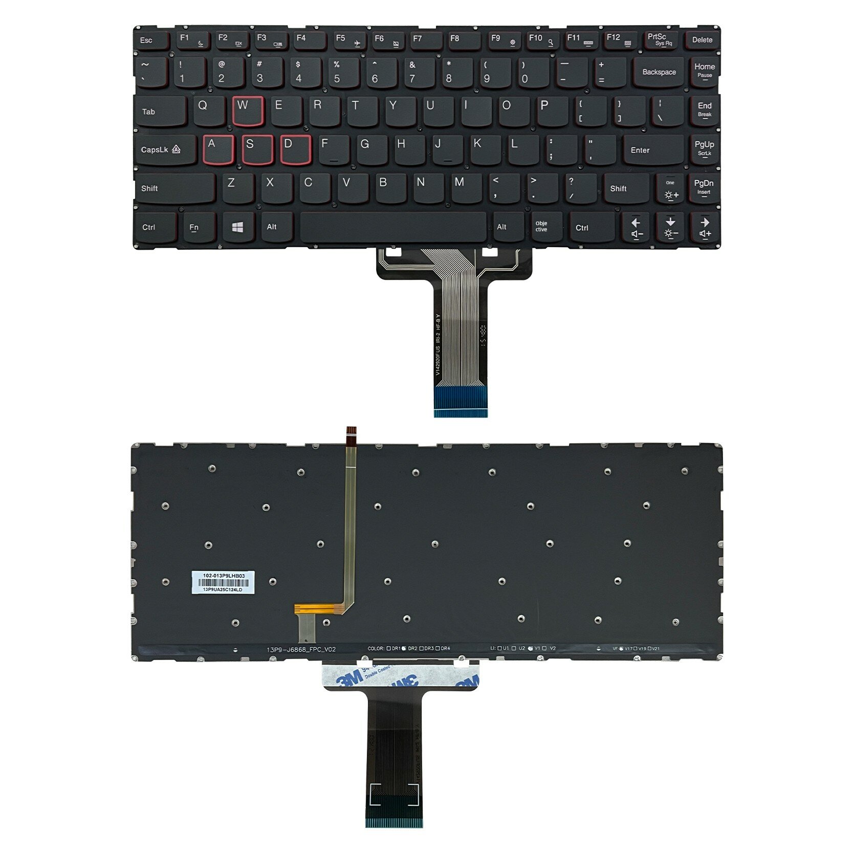 Клавиатура для Lenovo Legion Y40-70/80 с красными клавишами, подсветка включена, для игр