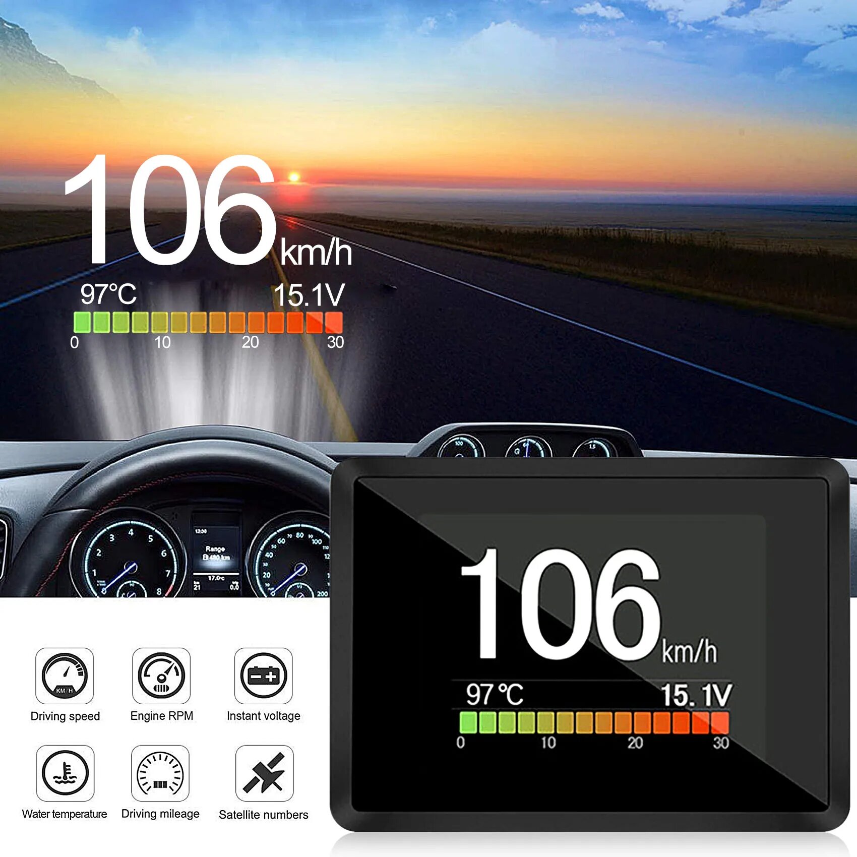 OB-для автомобиля A203 OBD2 бортовой компьютер автомобильный цифровой компьютер дисплей скорости датчик потребления топлива OBD2 сканер