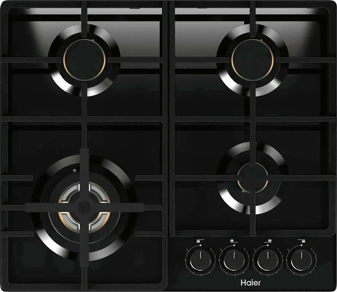 Газовая варочная панель Haier HHQ-G64CAQB, черный, закаленное стекло