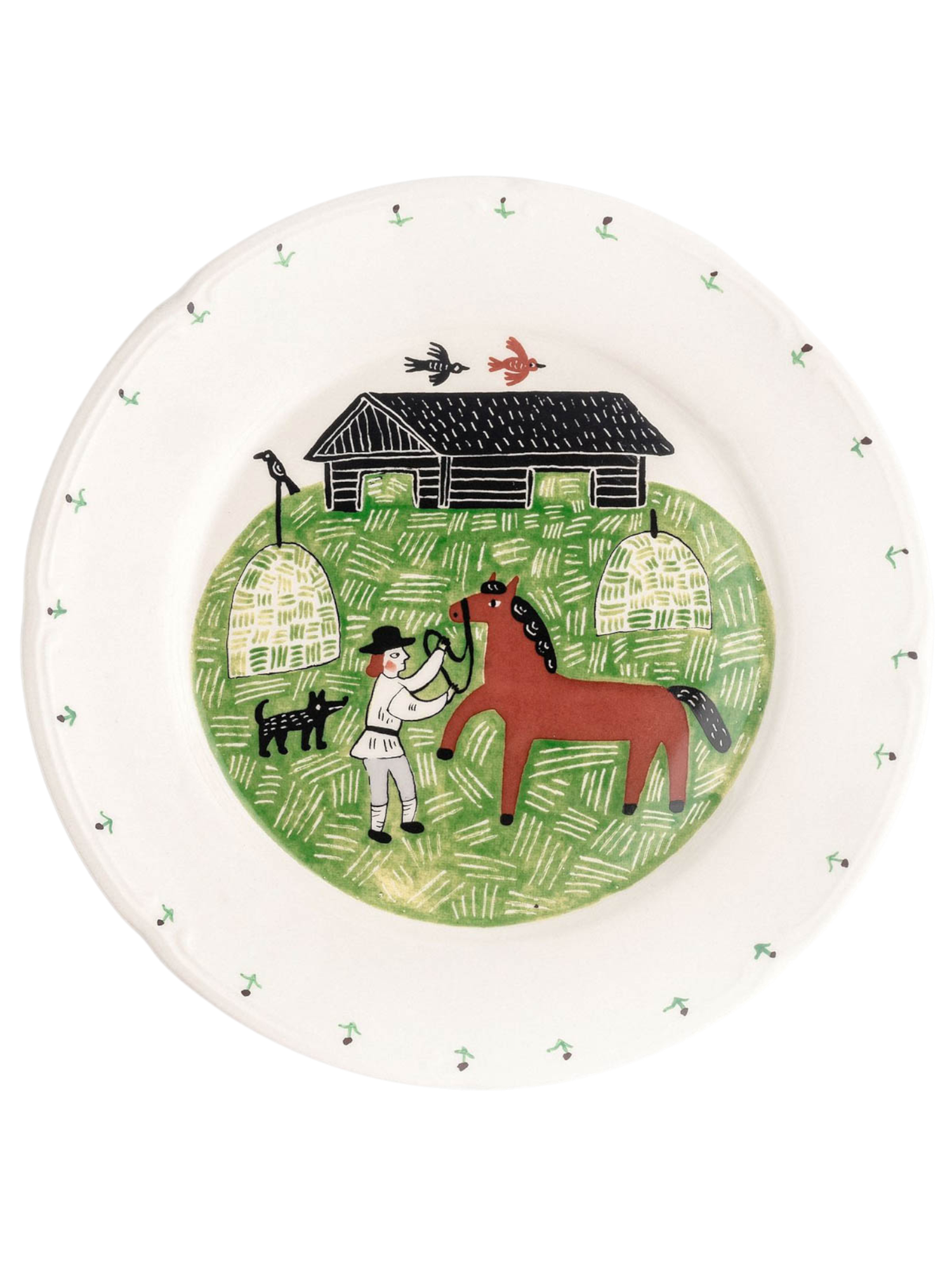Тарелка закусочная Дымов Керамика Огород Уткина Конь, диаметр 20 см, керамика