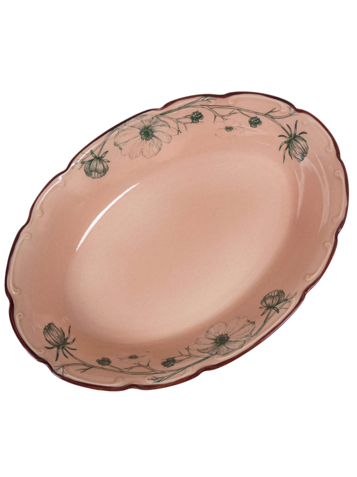 Салатник овальный Дымов Керамика Космея день 12:00, керамика, цвет розовый