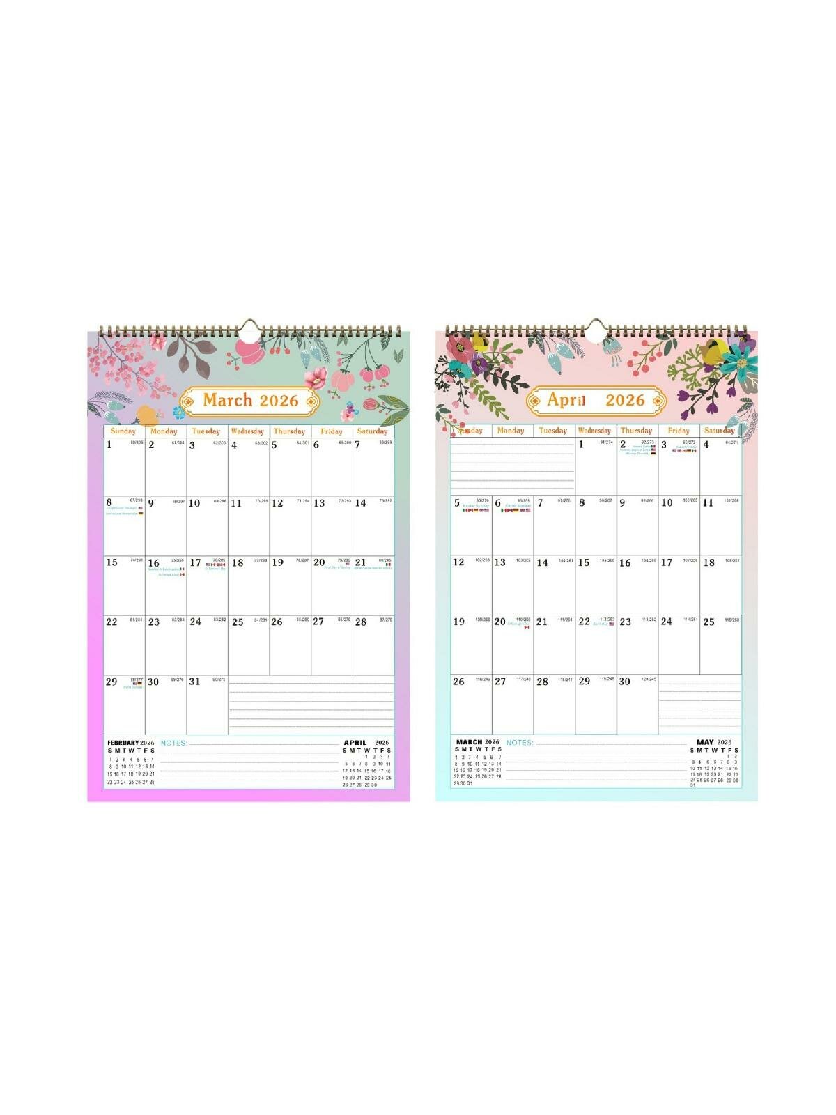 Настенный календарь-планировщик на 2026-2027 годы с января 2026 по июнь 2027 года с пометкой даты