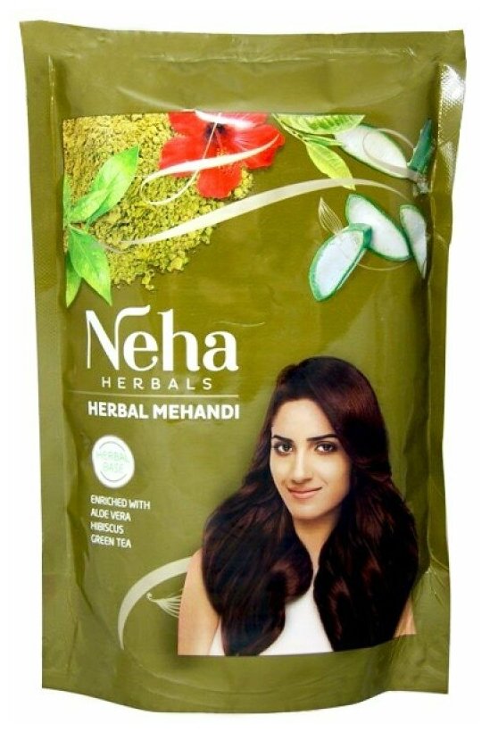 Хна для укрепления волос Неха с Алоэ Вера, Гибискусом и Зелёным Чаем (Neha Henna), 140 гр.