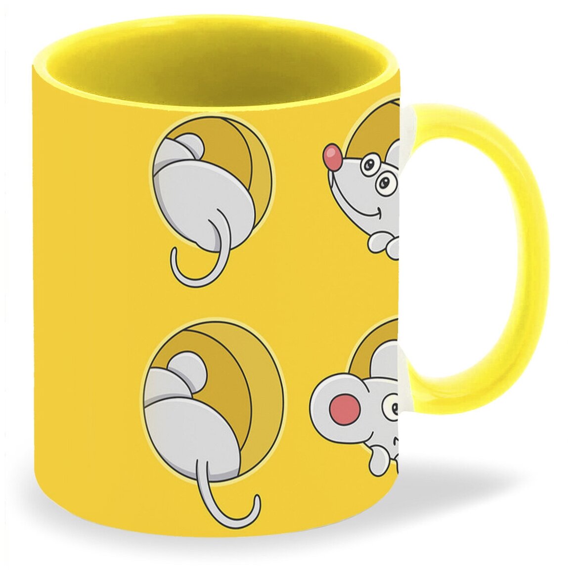 Кружка желтая CoolPodarok Прикол. Животные. Мышки в сыре