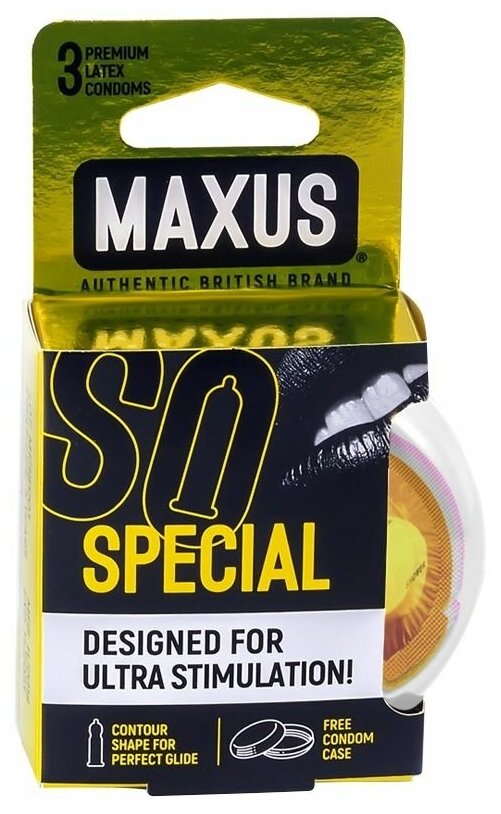 Презервативы с точками и рёбрами в пластиковом кейсе MAXUS AIR Special - 3 шт.