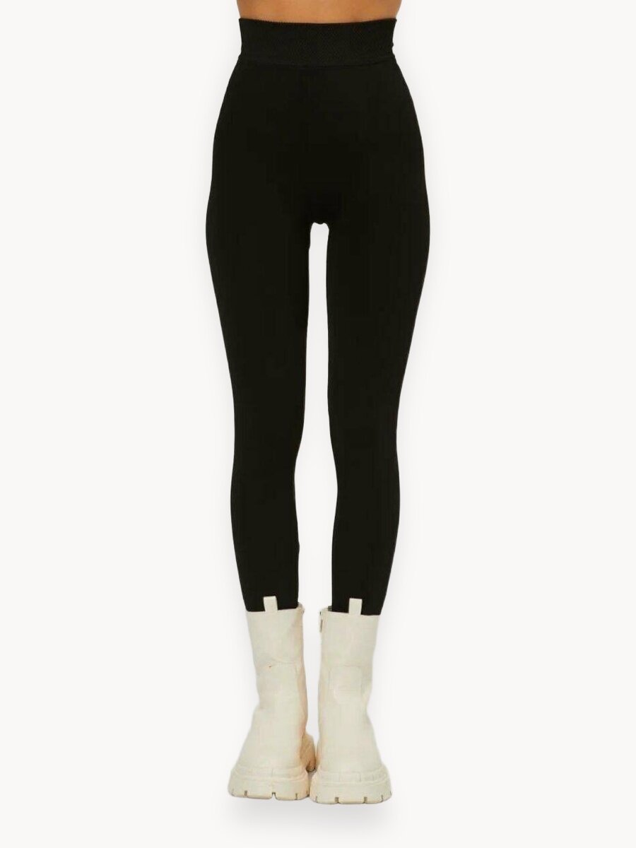 Легинсы облегающие, с мехом, широкий пояс.