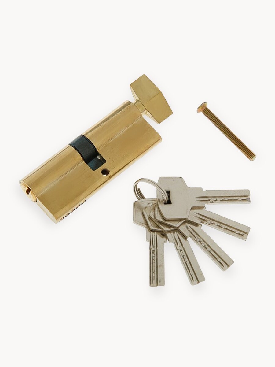 Цилиндровый механизм, 80 мм, с вертушкой, перфор. ключ, 5 ключей, цвет золото