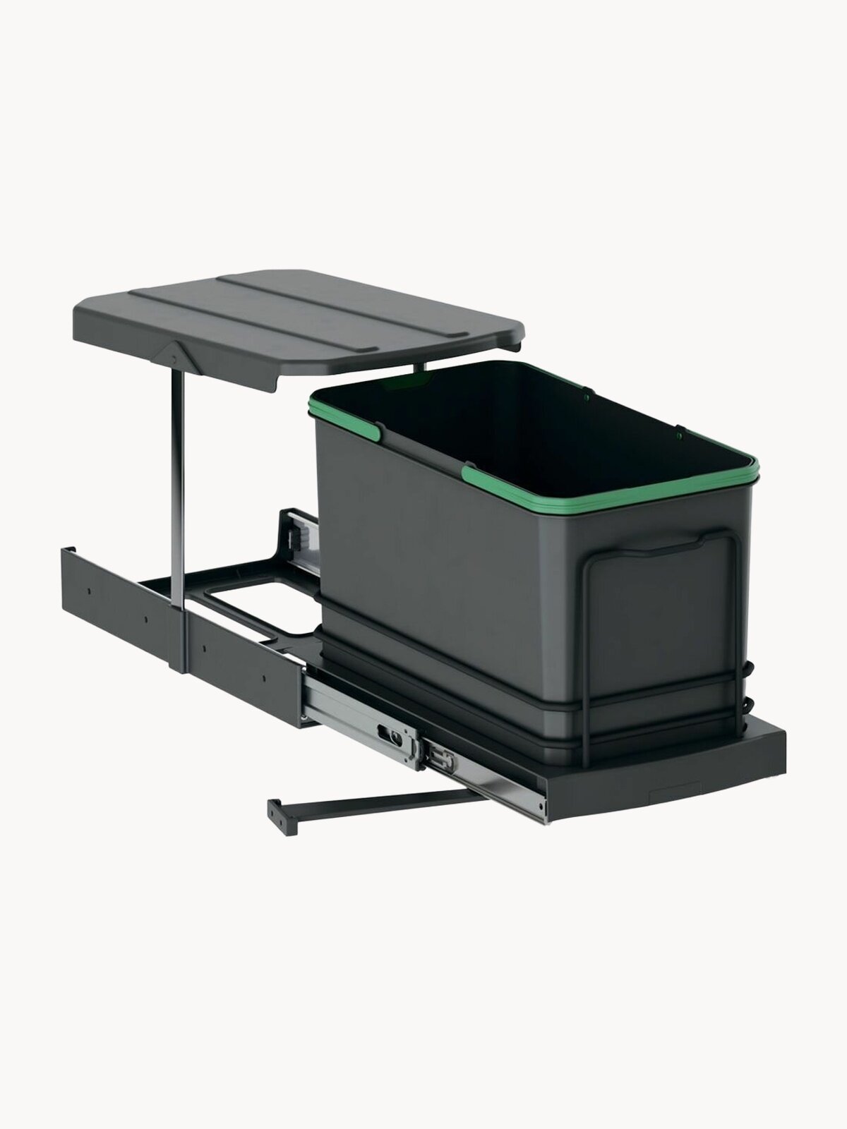 Мусорное ведро Starax S-2573-A выдвижное, автоматическое открывание крышки, 16 литров, в базу 400 мм, антрацит