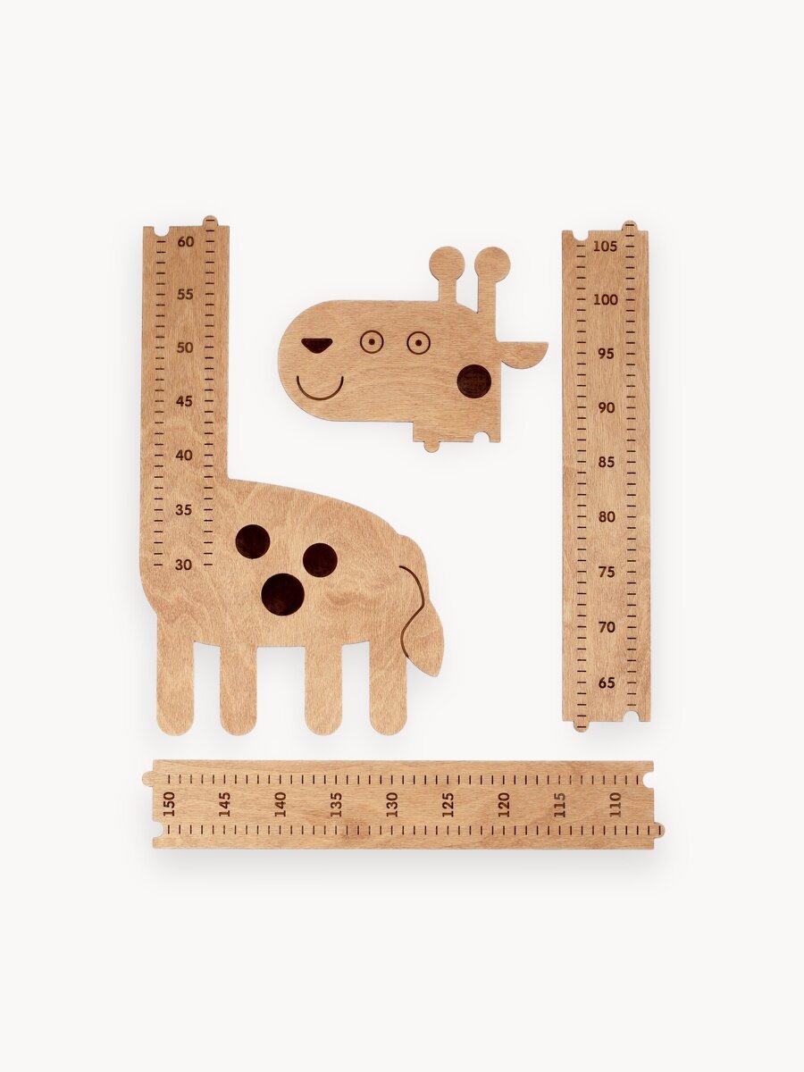 Ростомер RezWood "Жираф", деревянный, цвет коричневый, крепление подвесное