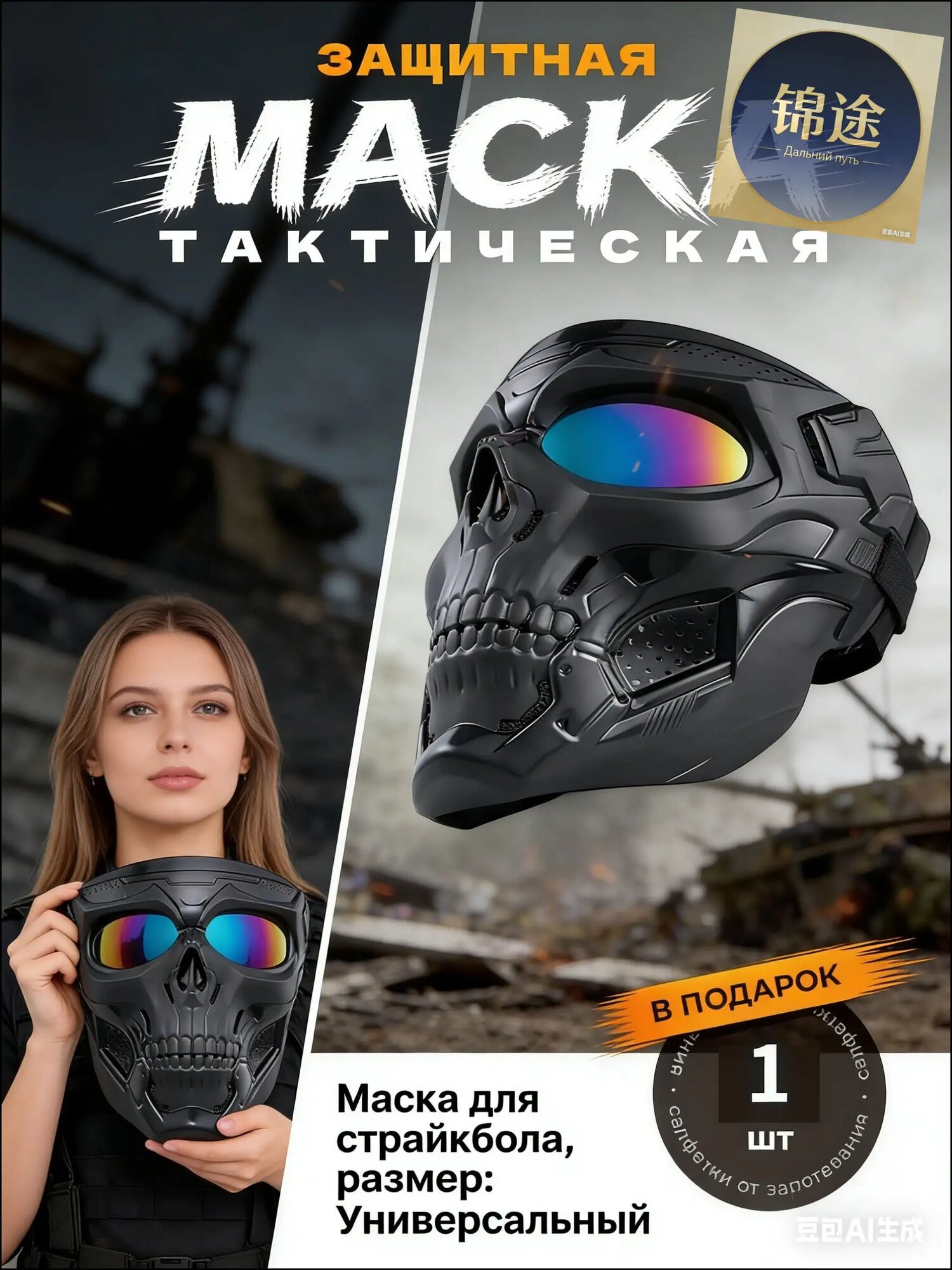 Маска для страйкбола, размер: Универсальный
