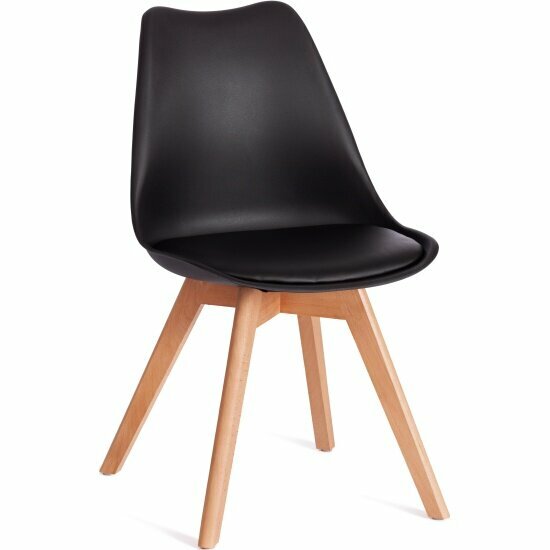Комплект стульев Tetchair TULIP (mod. 73-1), дерево/пластик/экокожа, 47,5x55x80 см, черный (4шт/уп)