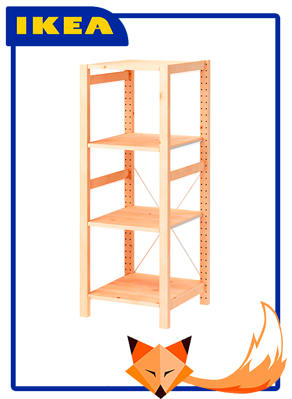 Стеллаж IKEA Ivar 48х50х124 см, 4 полки, массив сосны, без покрытия