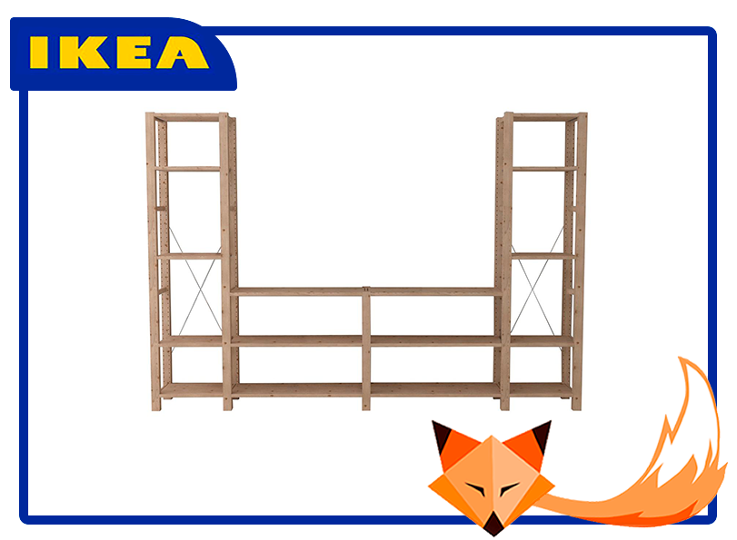 Стеллаж IKEA Ivar 260х30х179 см, 16 полок, массив сосны, без покрытия