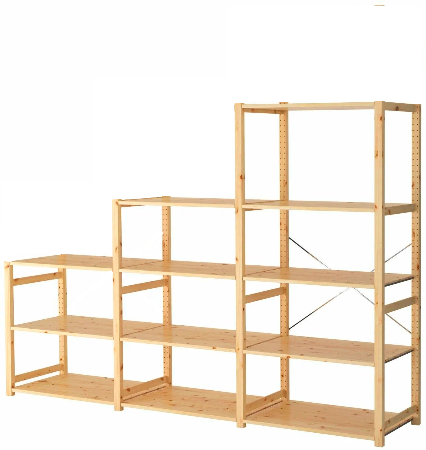 Стеллаж деревянный напольный IKEA Ivar 259х50х179 см, 12 полок, сосна