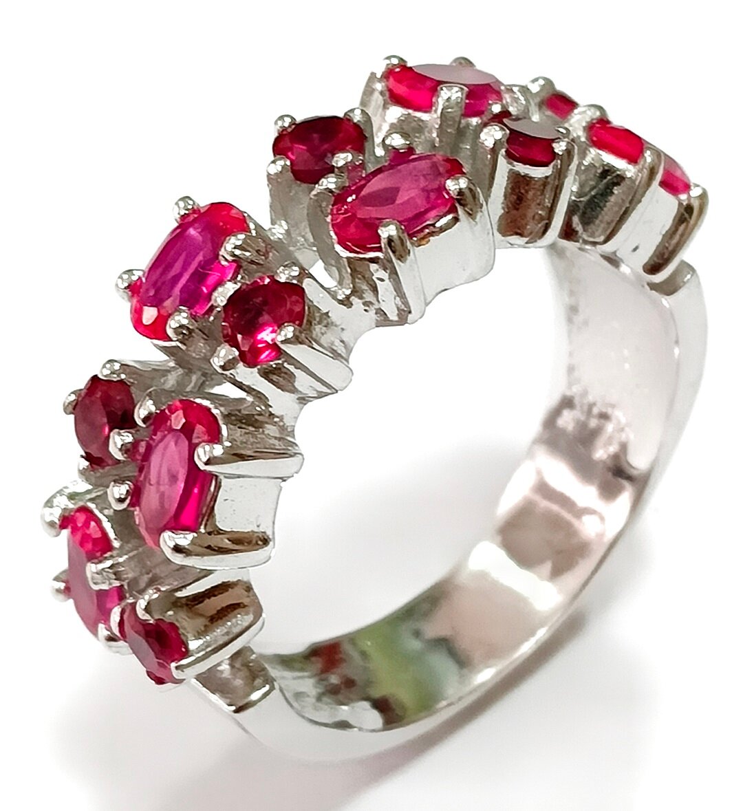 Кольцо, серебро, 925 проба, родирование, рубин синтетический