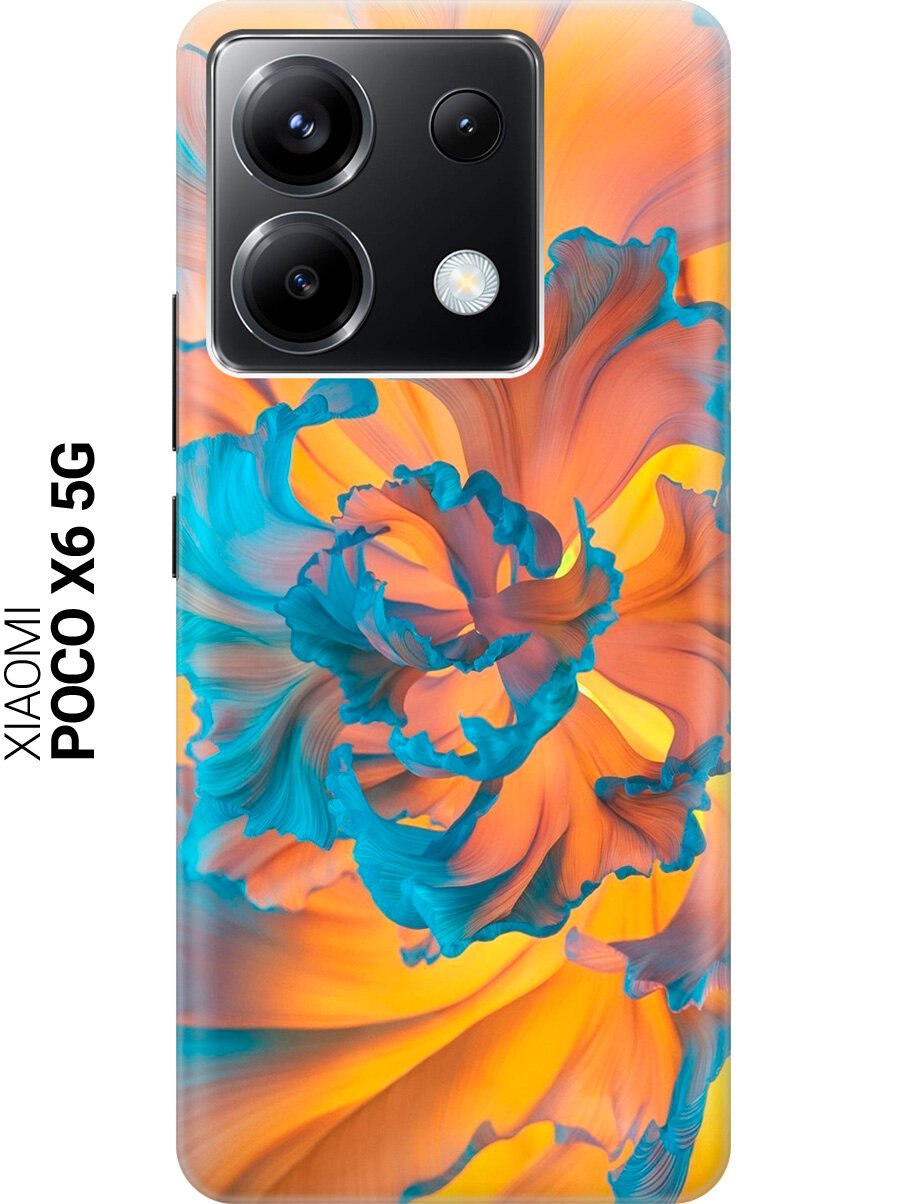 Силиконовый чехол на Xiaomi Redmi Note 13 Pro 5G / Poco X6 5G / Сяоми Редми Ноут 13 Про 5г / Поко Х6 5г с рисунком "Желто-голубой цветок"