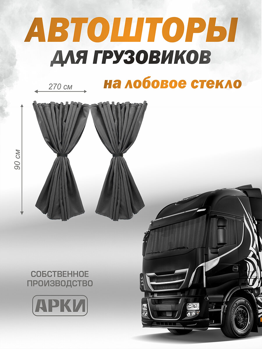 Автошторы ночные лобового стекла (сер) ткань Блэкаут