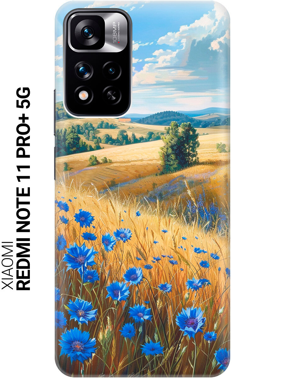 Силиконовый чехол на Xiaomi Redmi Note 11 Pro+ 5G / Xiaomi 11i / Сяоми Редми 11 Про+ 5г / Ксиаоми 11и с рисунком "Поле васильков"