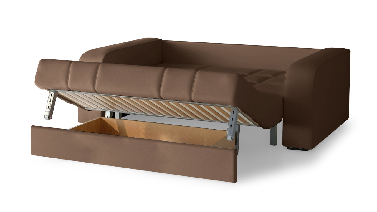 Диван Дендра Vivaldi 23 NOW 225x115x95 см, коричневый Велюр, аккордеон Фиеста — фото 1