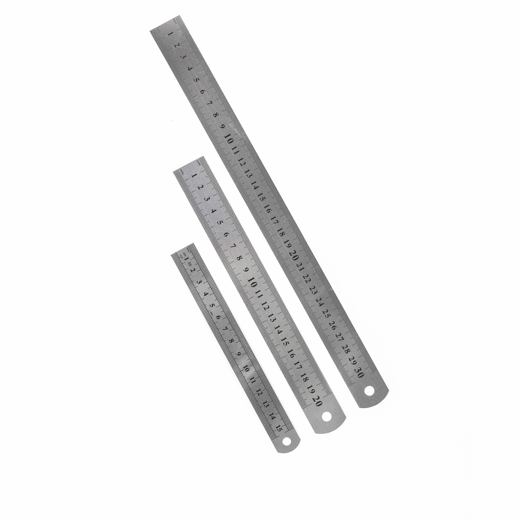 Линейка металлическая комплект 15 см, 20 см, 30 см. (набор 3 шт.)