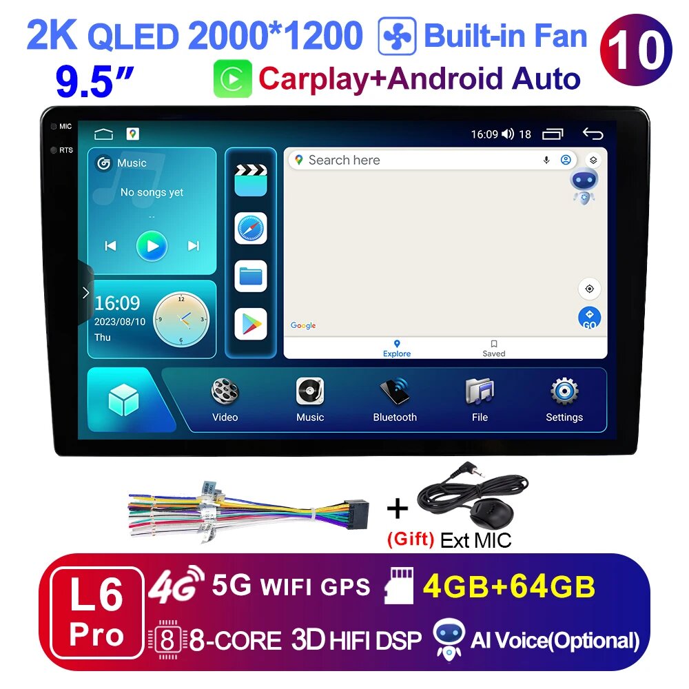 LEHX L6 Pro 2K QLED 2Din Android 14 Автомагнитола стерео Carplay GPS головное устройство для Toyota Volkswagen Hyundai Киа Renault Honda