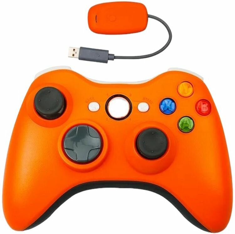 Геймпад беспроводной Xbox Wireless Controller Оранжевый + ресивер для подключения к компьютеру PC/Xbox 360/PS3