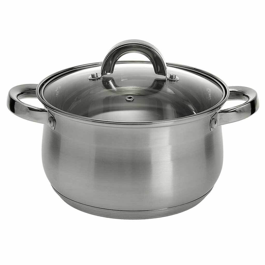 Кастрюля Webber BE-145/2 из нержавеющей стали со стеклянной крышкой, 4 л