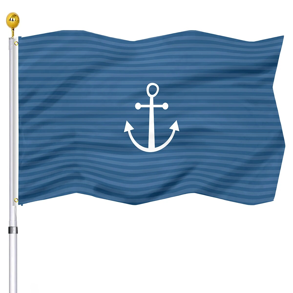 Белый морской якорь, темно-синий фон, флаг премиум-класса, праздничный декоративный флаг с латунными втулками для улицы