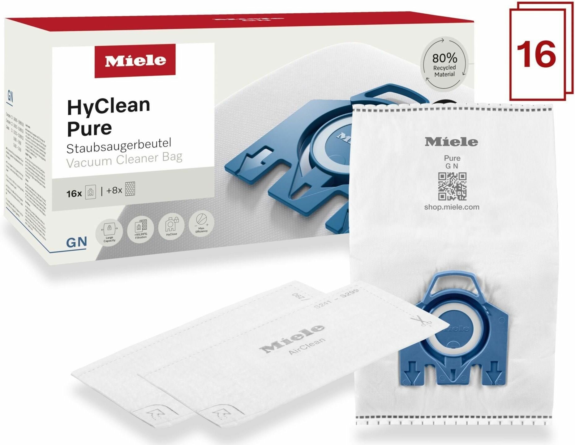 Оригинальные мешки-пылесборники XXL GN HyClean Pure, 16 шт.
