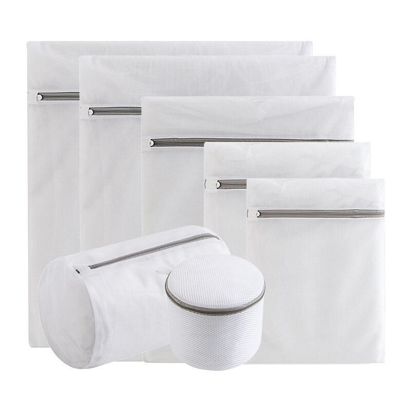 Мешок для стирки из тонкой сетки с молнией для белья, малый размер 30x40 см, серый цвет