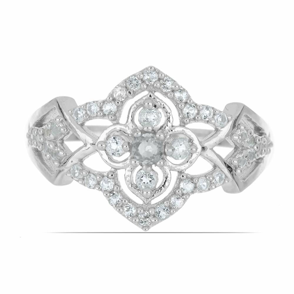 Кольцо, серебро, 925 проба, родирование, топаз