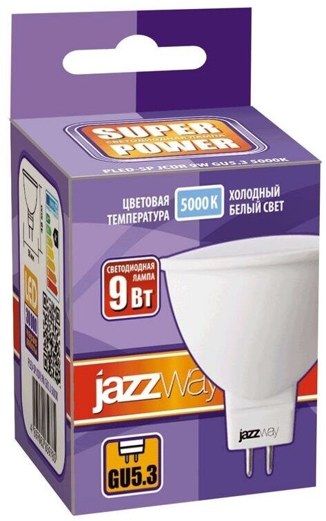 2859785A Лампа светодиодная PLED-SP 9Вт JCDR MR16 5000К холод. бел. GU5.3 720лм 230В JazzWay