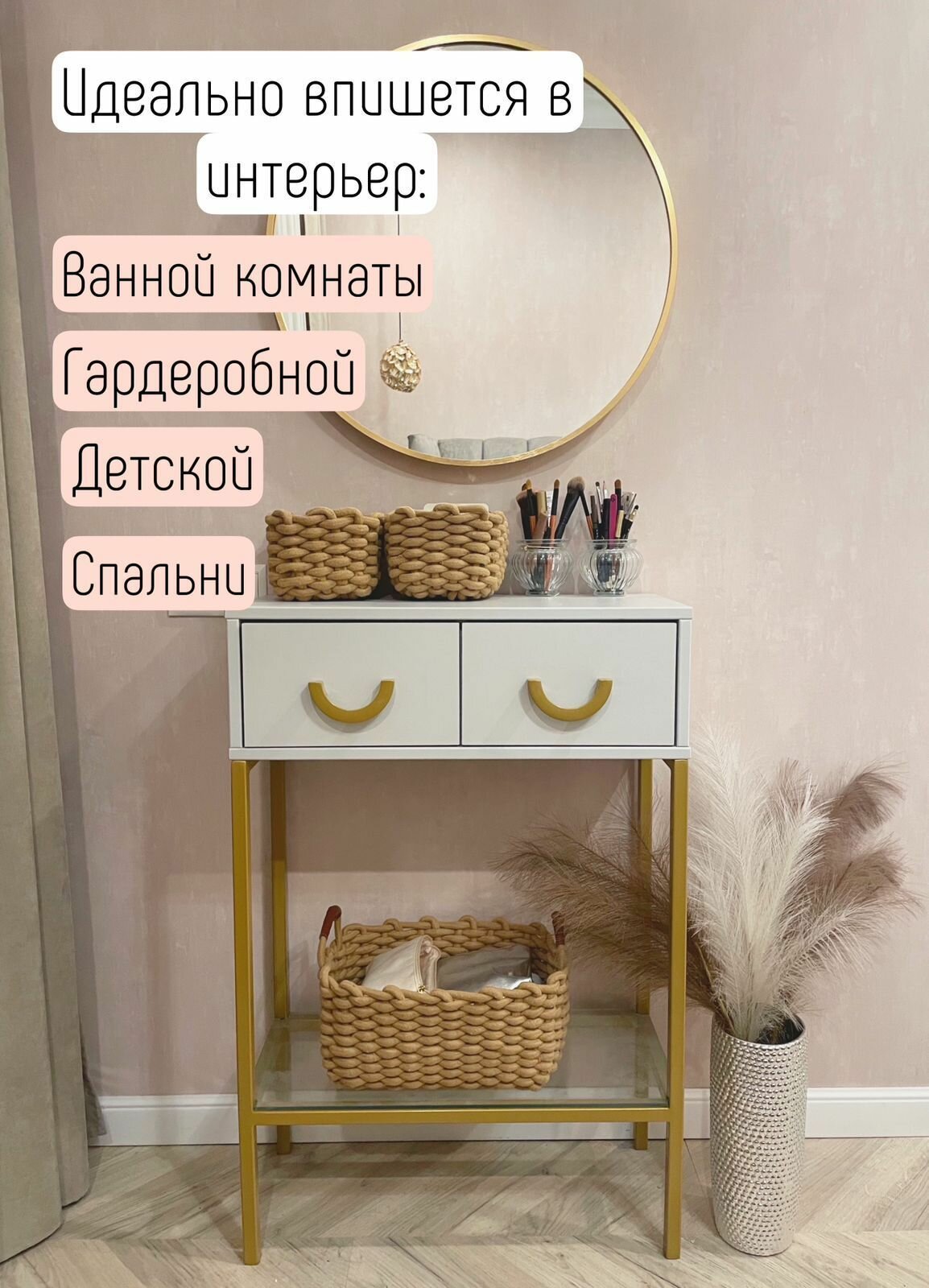Набор вязаных плетеных декоративных хлопковых корзин 3 шт светло-коричневый