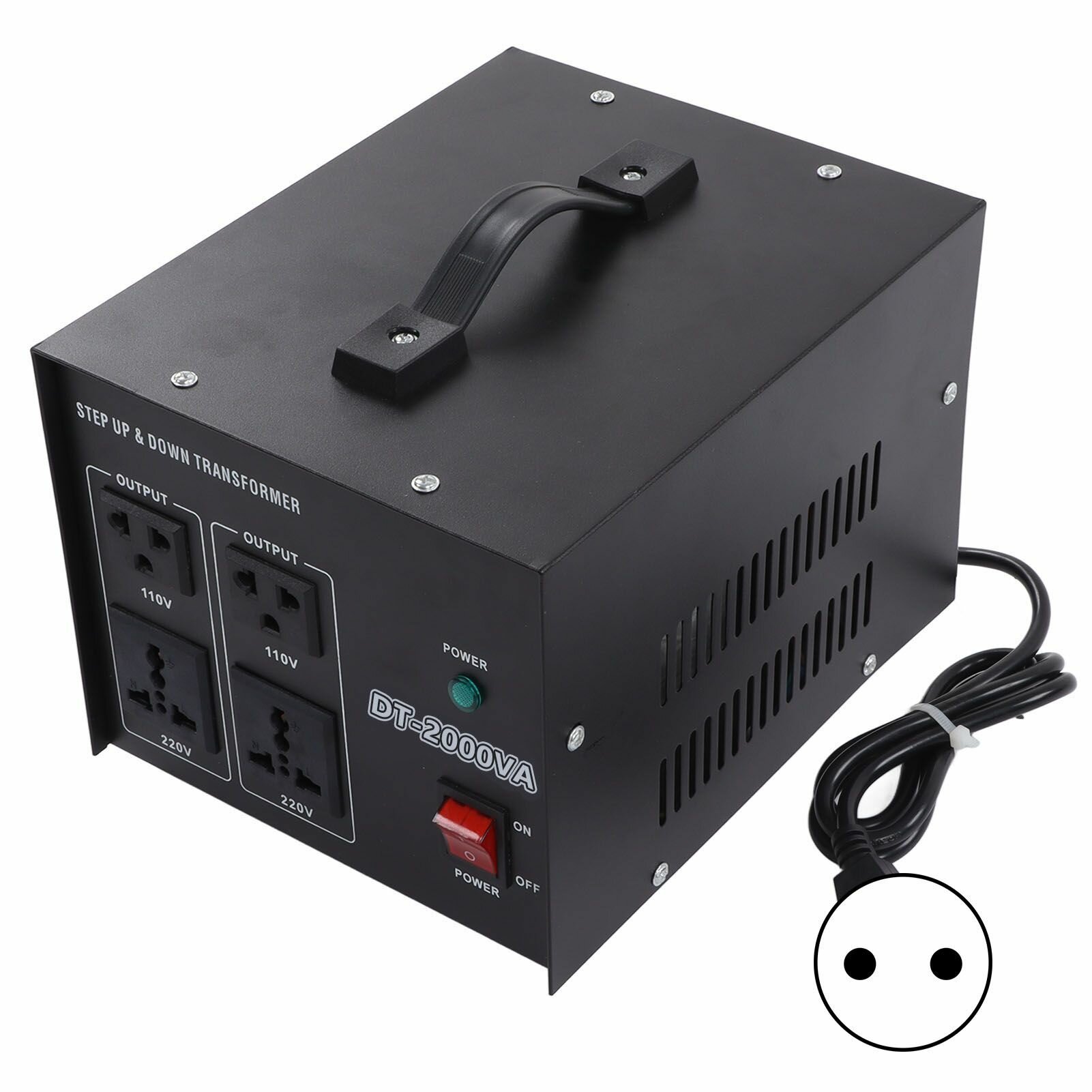 Силовой трансформатор DT-2000VA мощностью 2000 Вт 110 В/220 В с понижающим напряжением европейского стандарта с избыточным весом